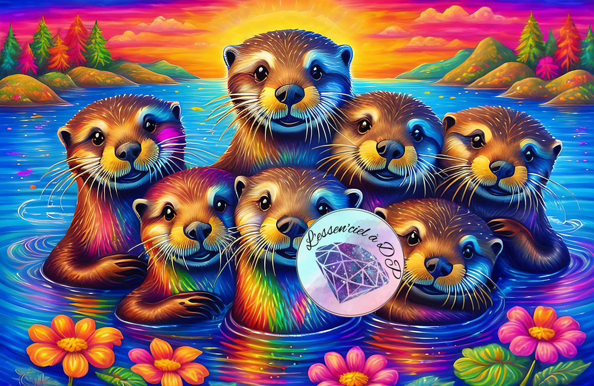 Rainbow otters 70 x 50 cm – L'essen'ciel à DP